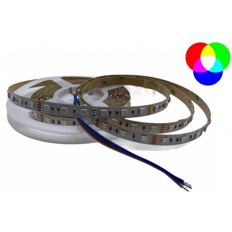 Ruban LED 12V 30led/m RGB multi-couleurs 7.2W/m 5 mètres