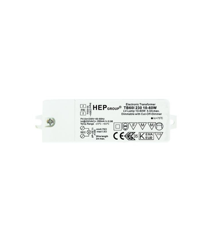 Transformateur HEP Group LED et halogène TB60I 230 10-60W 5A dimmable